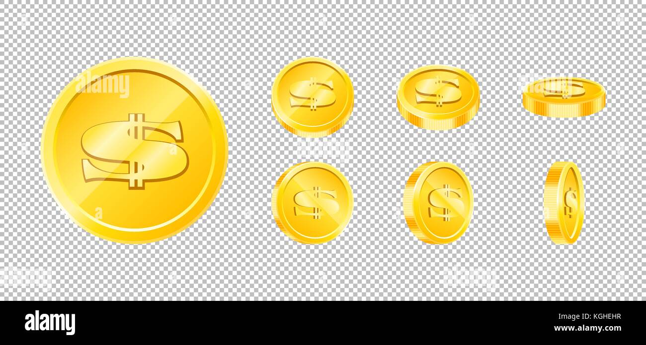 Vector gold game coin set isolated. Design templates in Eps10 Stock ...