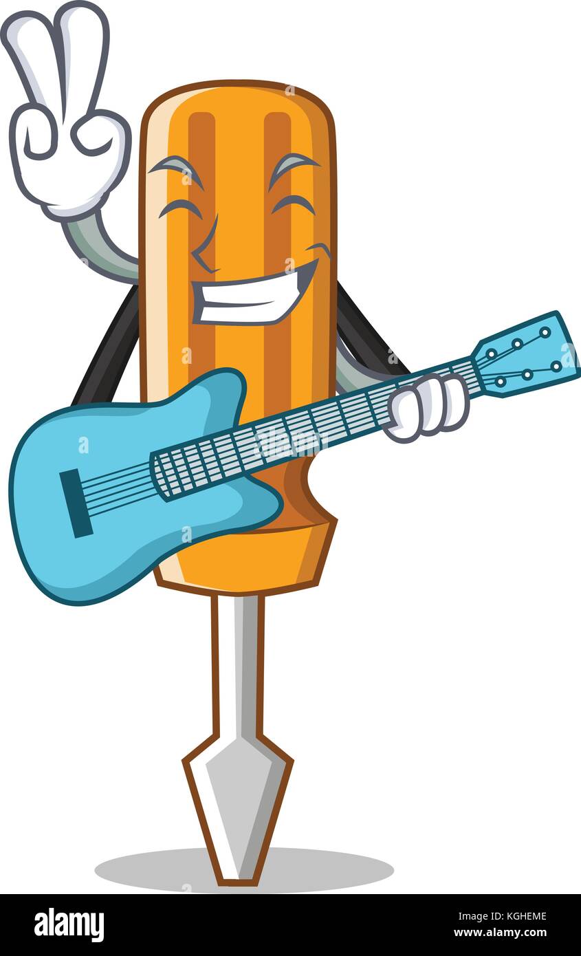 With guitar screwdriver character cartoon style Stock Vector Image ...