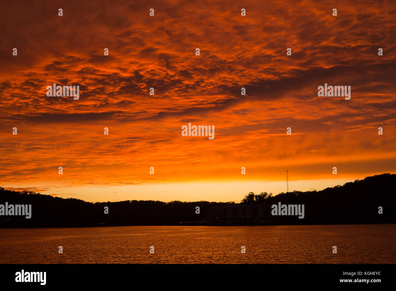 october sunset over lake Stock Photo - Alamy