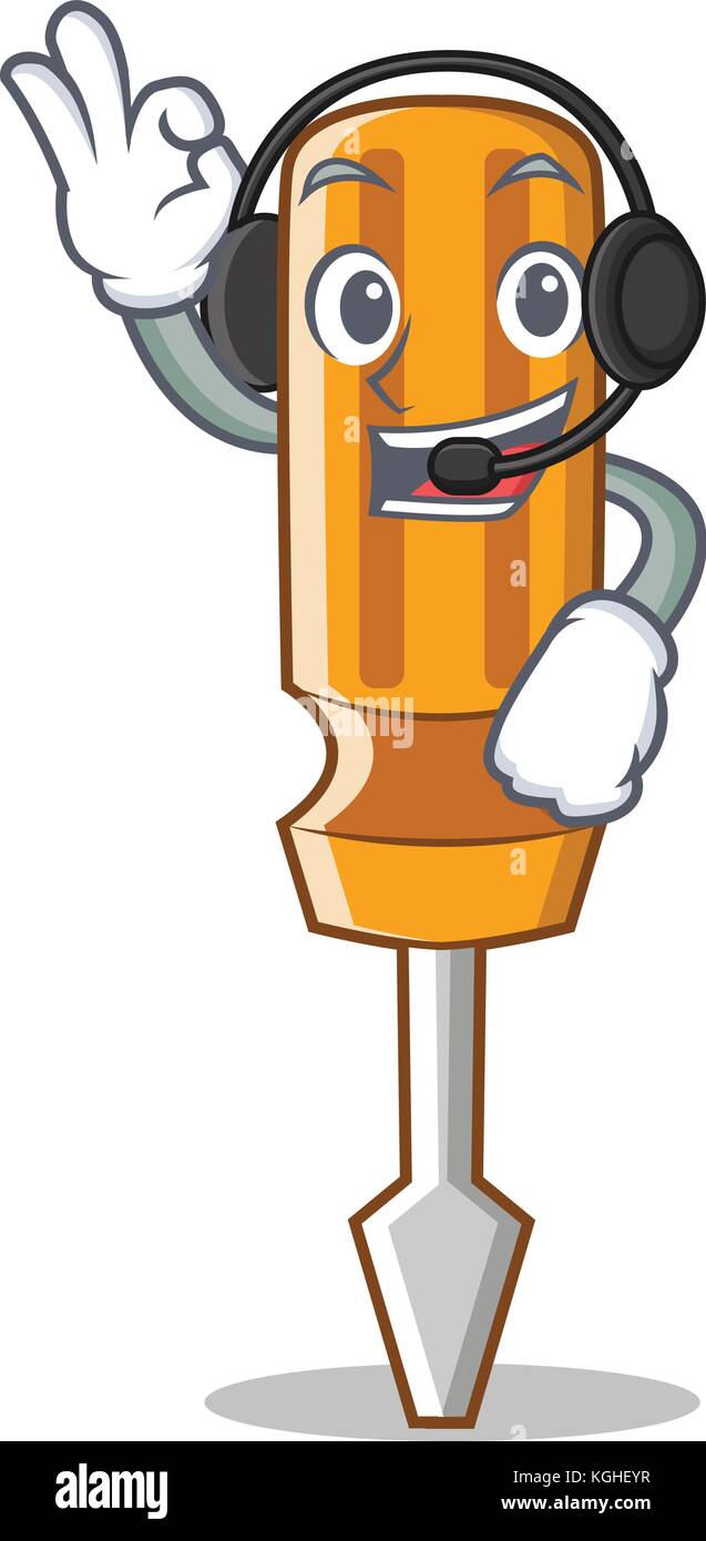 With headphone screwdriver character cartoon style Stock Vector Image ...