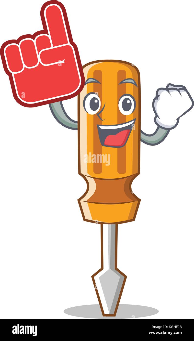 Foam finger screwdriver character cartoon style Stock Vector Image ...