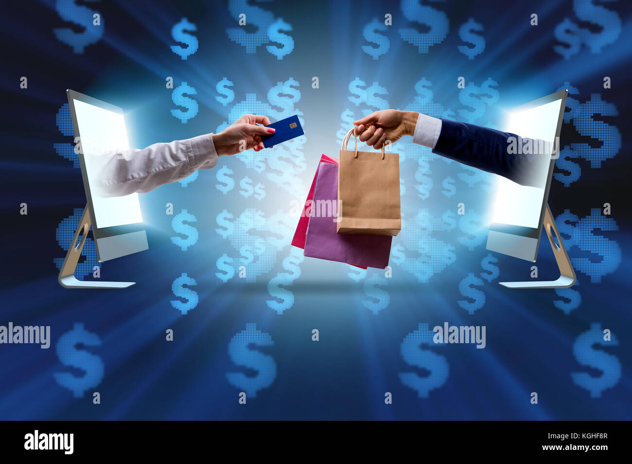 Online shopping through buying from internet Stock Photo - Alamy