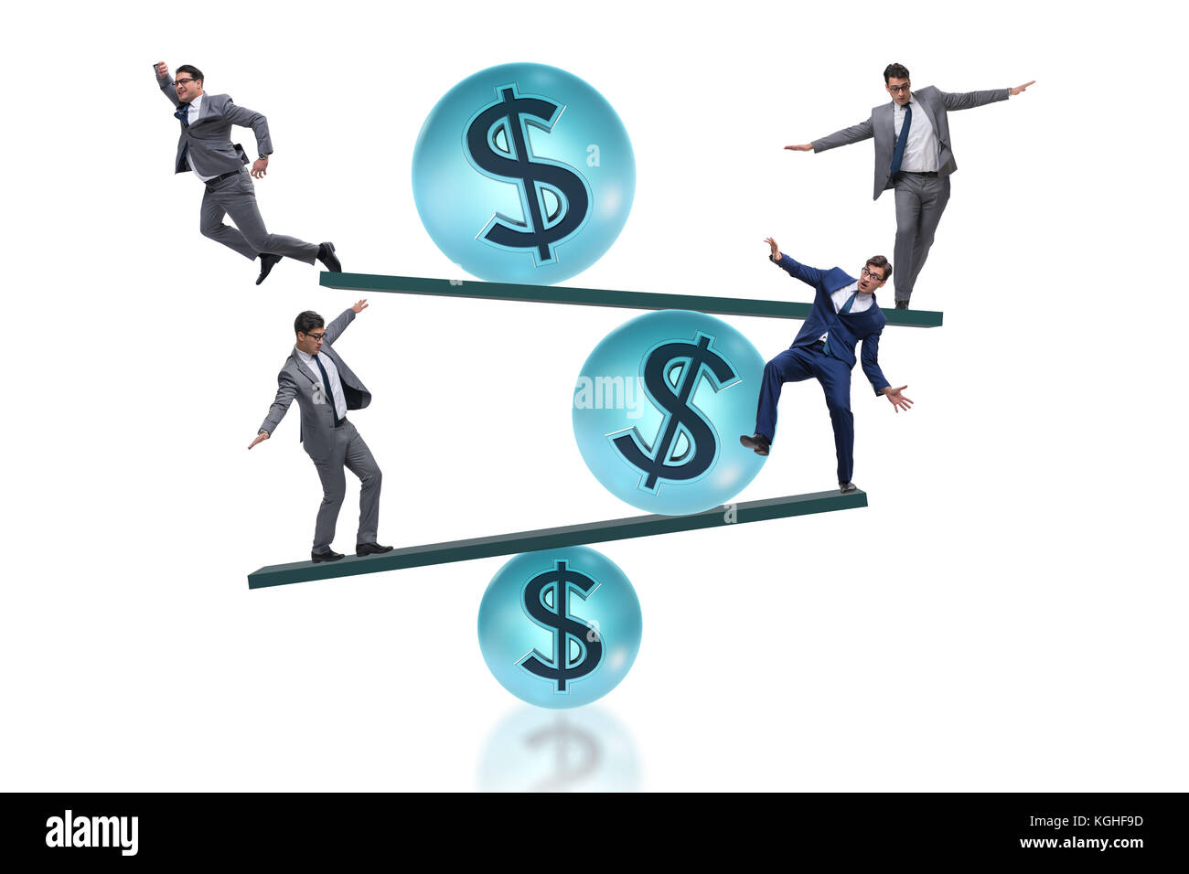 Businessman balancing in financial dollar concept Stock Photo - Alamy
