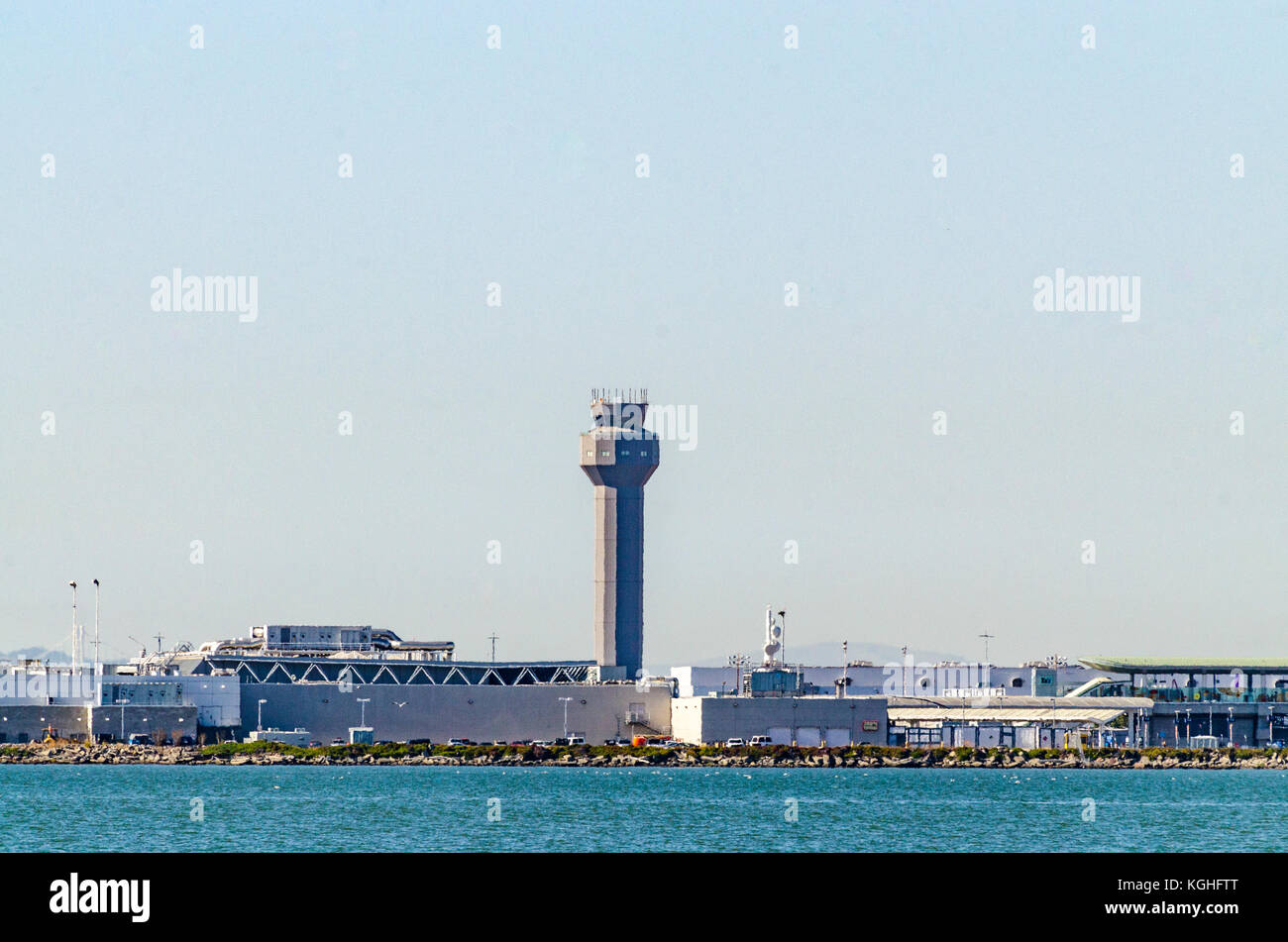 The control tower and facilities at Oakland International Airport in ...