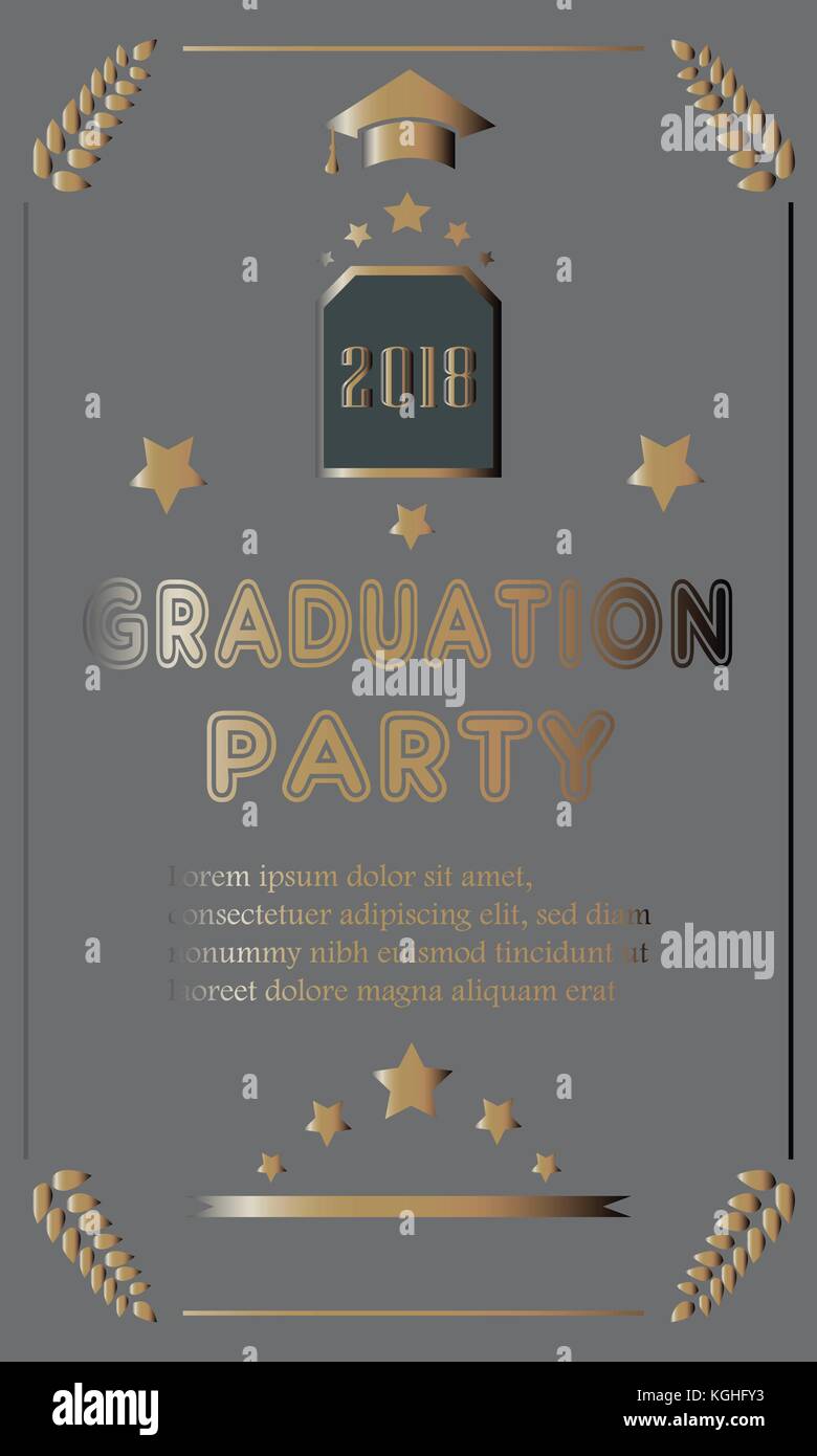 Graduation Ceremony Announcement. Rich Golden Style with golden glitter ...