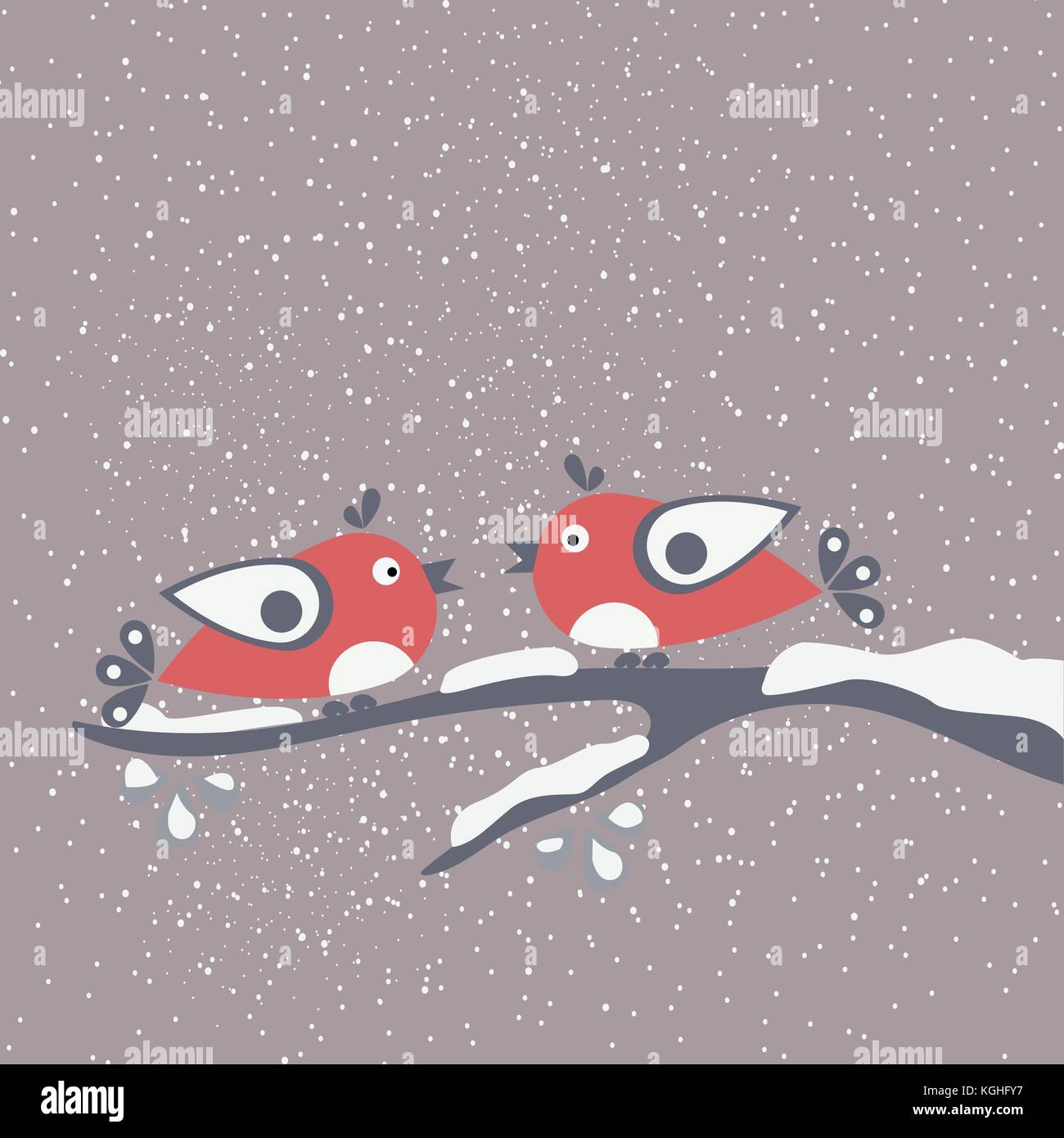 Two Birds sitting on a Branch say "Hello Winter". Hello winter card ...