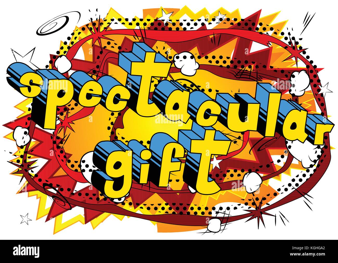 Spectacular Gift - Comic book style word on abstract background Stock ...