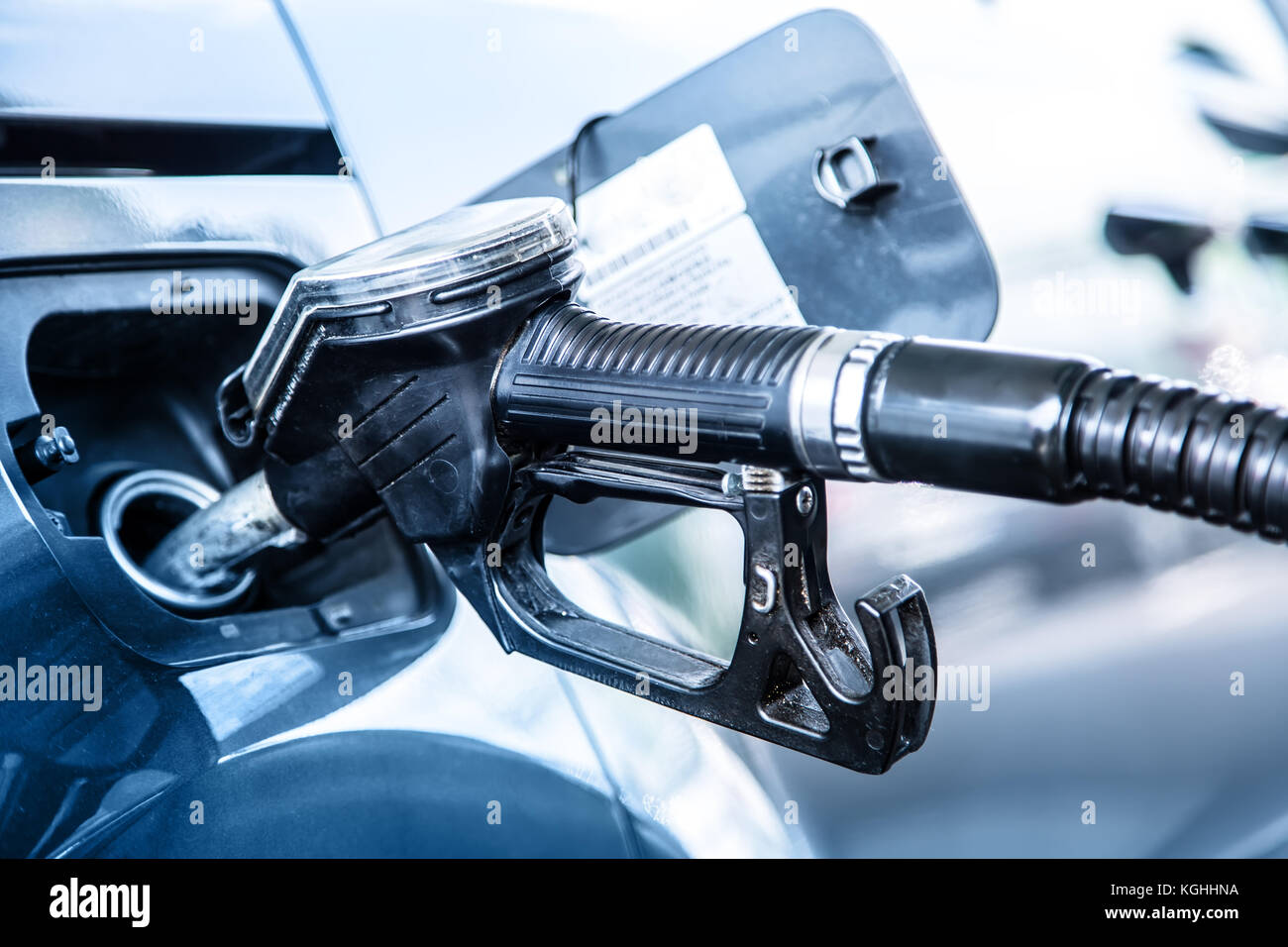 Gas station. Pumping the fuel diesel or petrol on gas station Stock ...