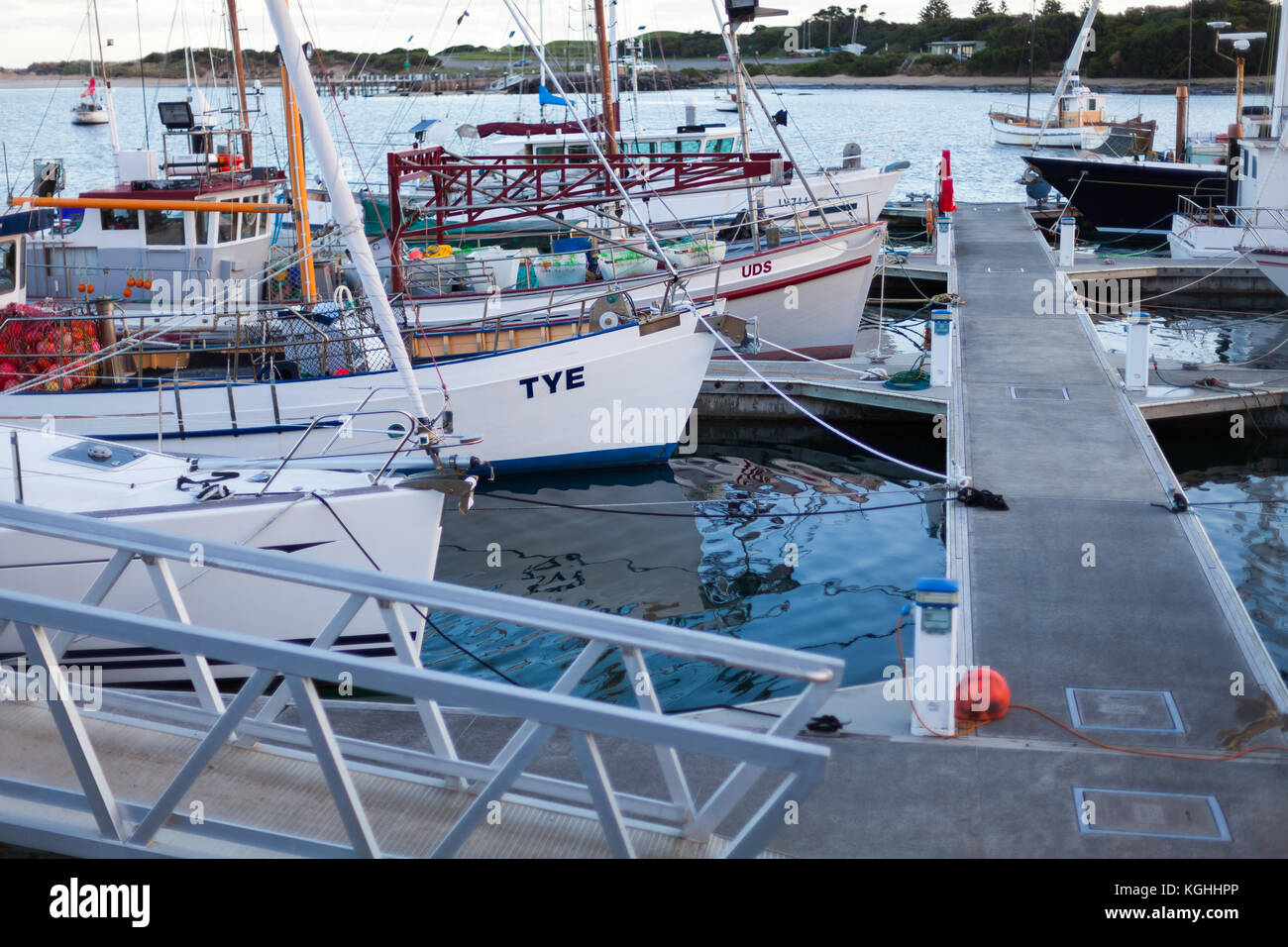 The boat marina at Apollo Bay area, located on the Great Ocean Road ...