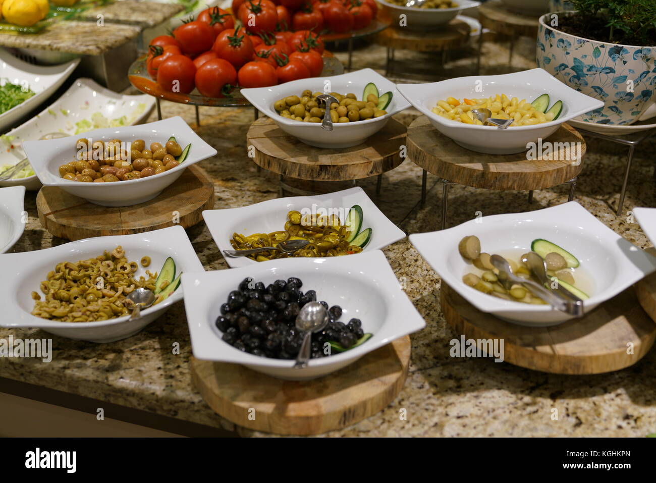 Olives buffet with vegetables Stock Photo - Alamy