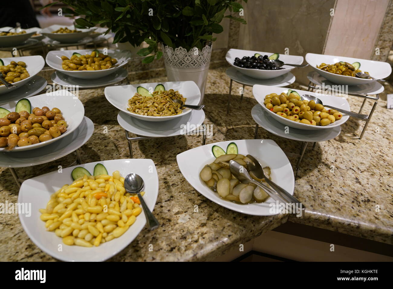 Olives buffet with cucumber, pepper and other vegetables Stock Photo ...