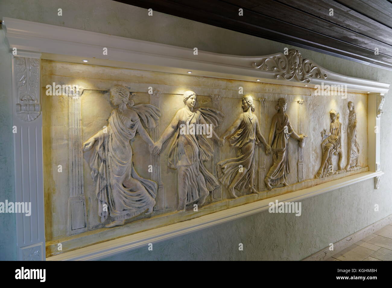 Sculpture on the wall at Nea Efessos hotel in Selçuk, Turkey Stock ...