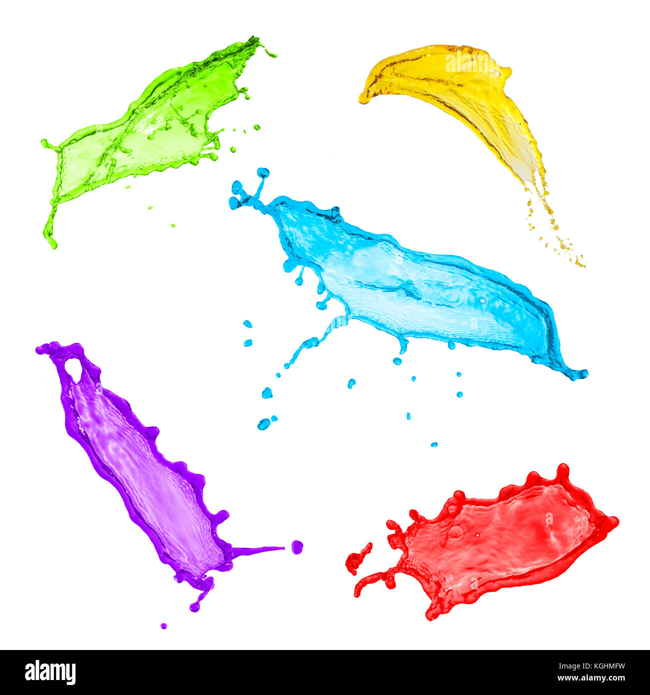 splendid collection of multicolored splashes over white background ...