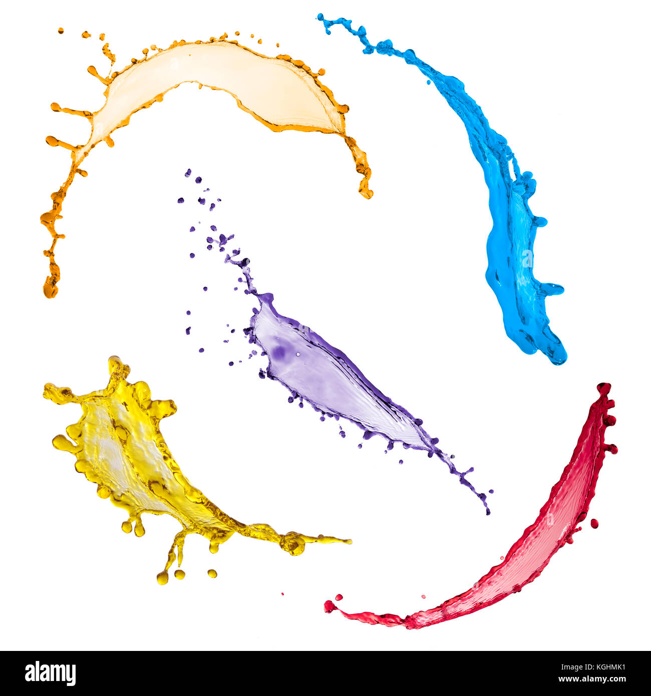 splendid collection of multicolored splashes over white background ...