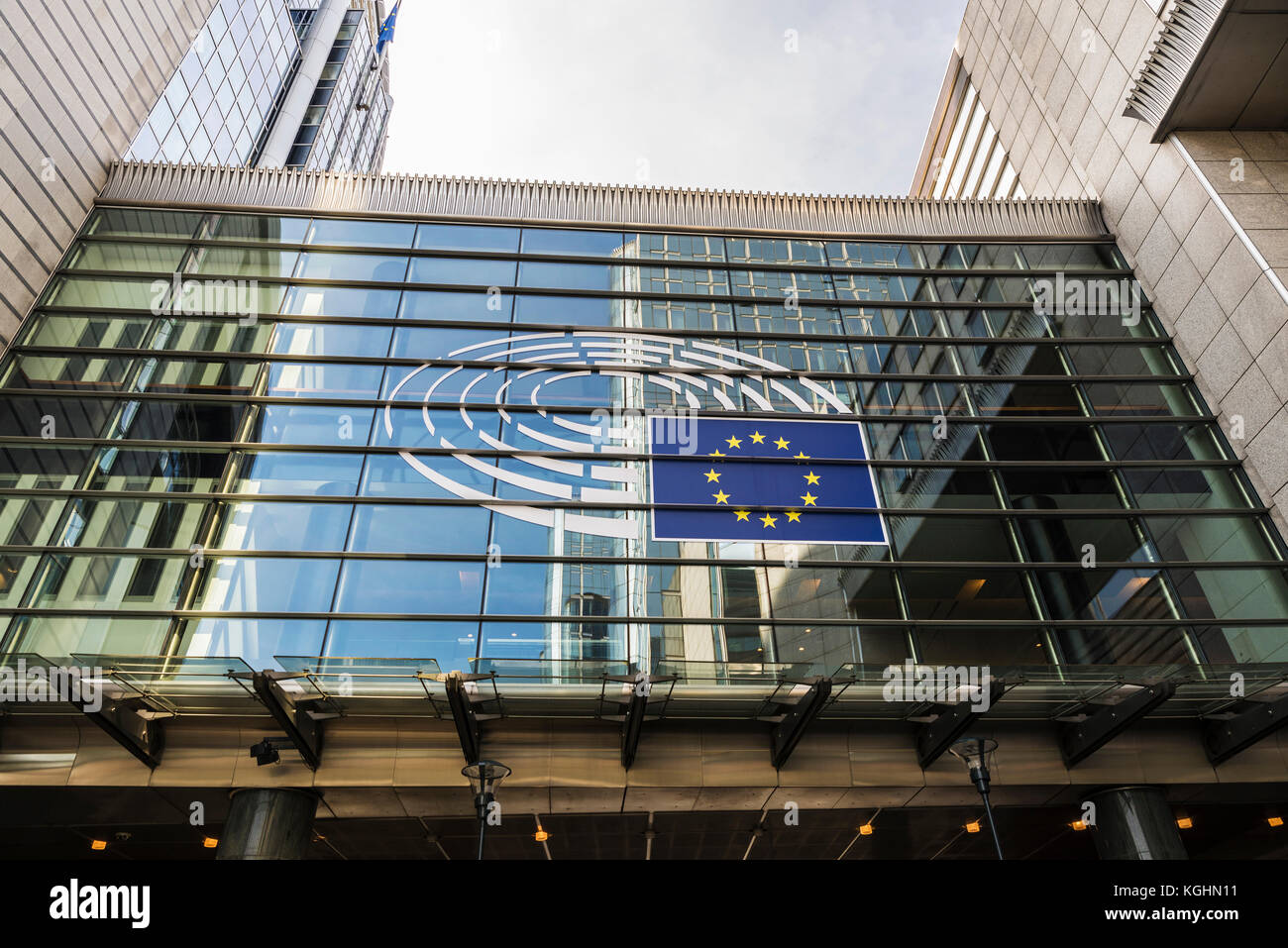 Brussels, Belgium - August 28, 2017: Facade of the modern office ...