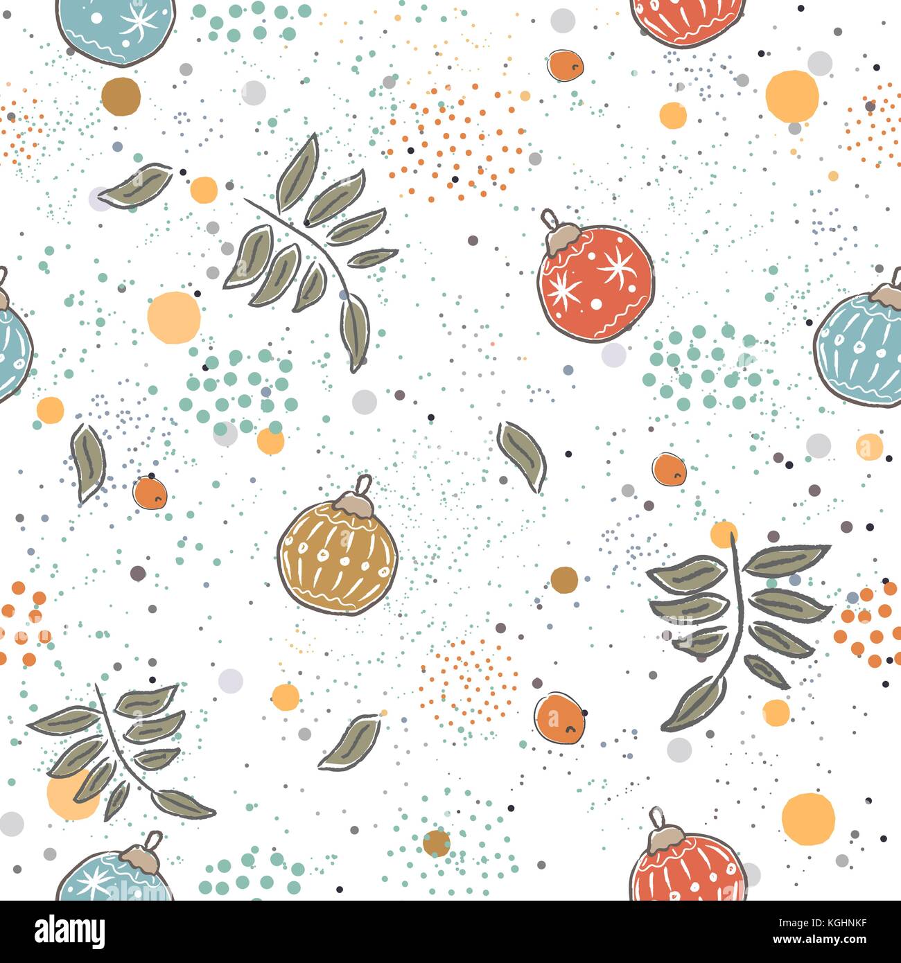 Winter Seamless Pattern with festive ornaments on subtle background and ...