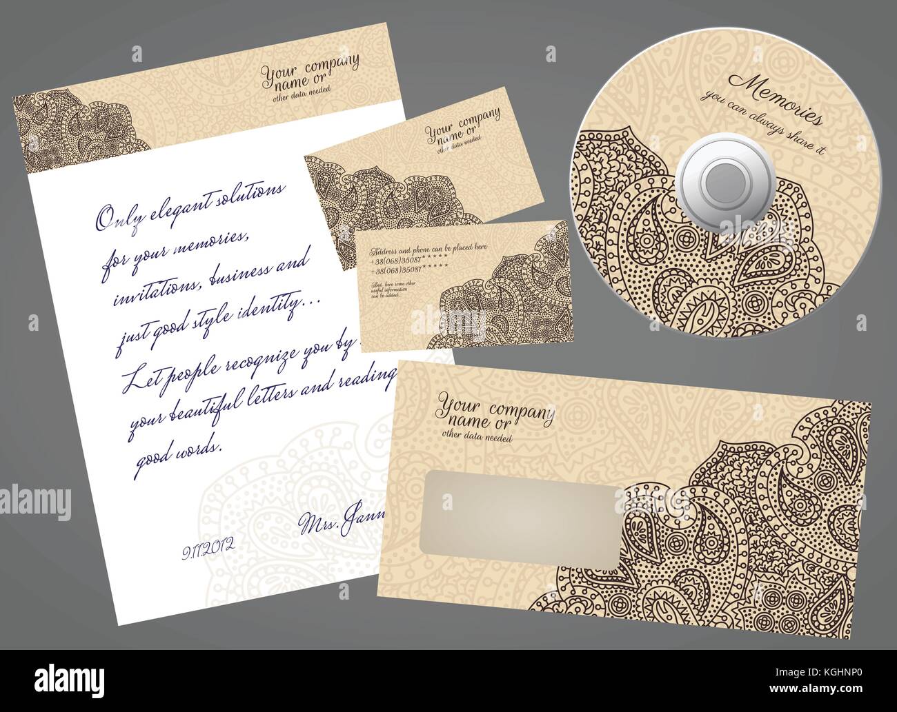 corporate identity gorgeous coffee lace set Stock Vector Image & Art ...