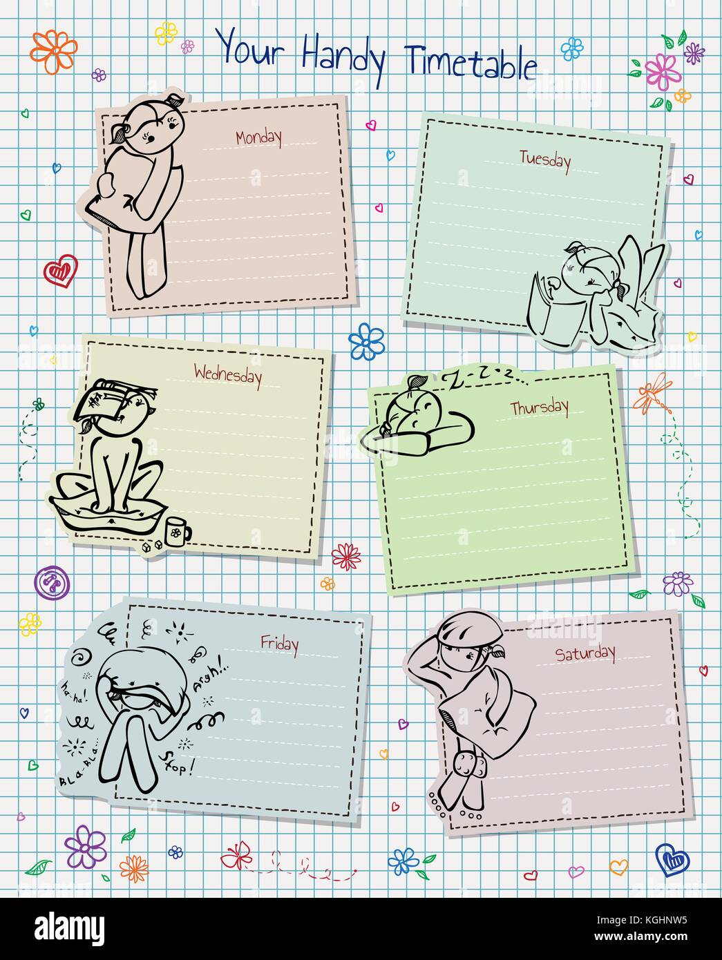 Student drawing doodles Stock Vector Images - Alamy