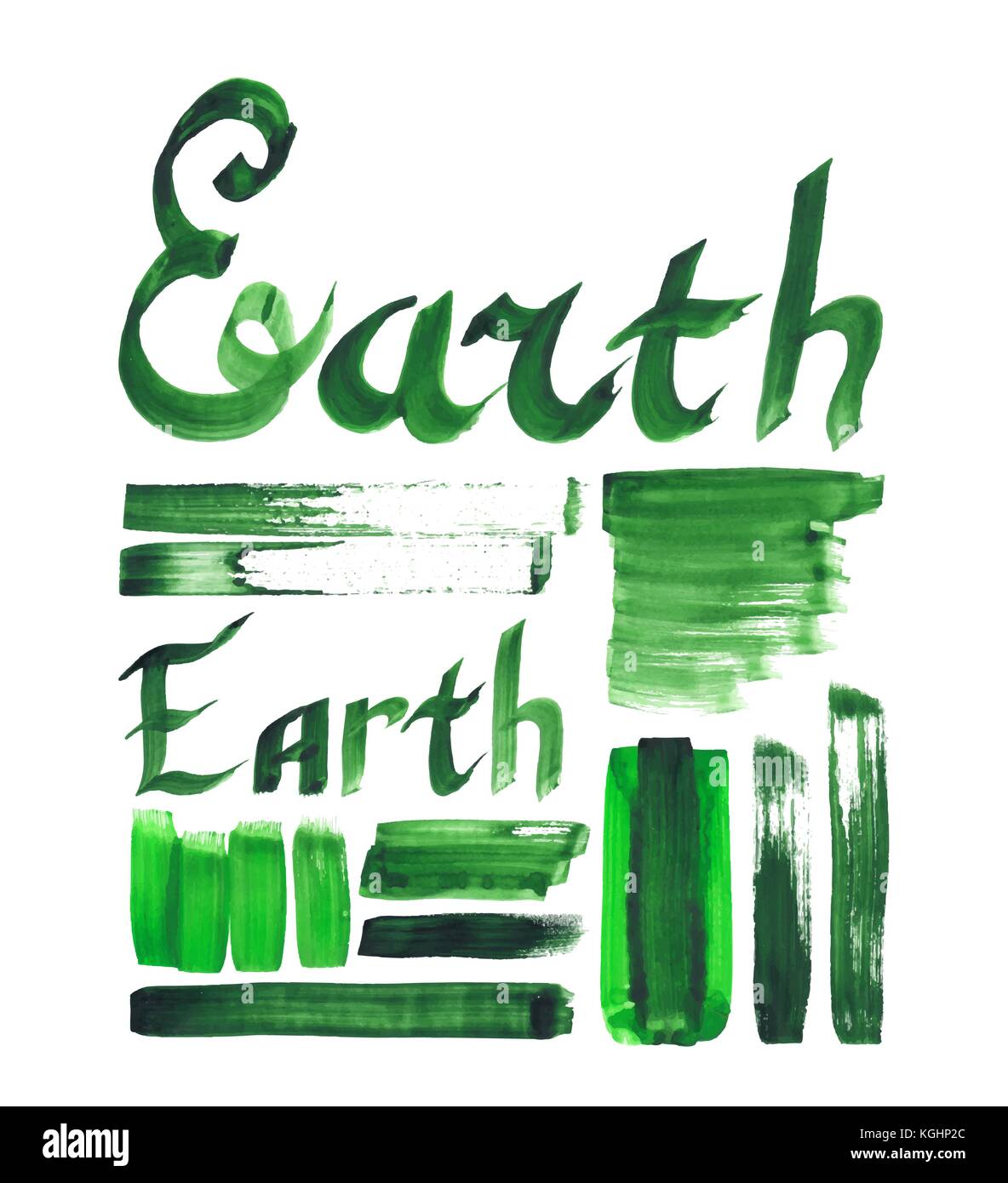 Vector set of earth theme decorative hand drawn and painted elements ...