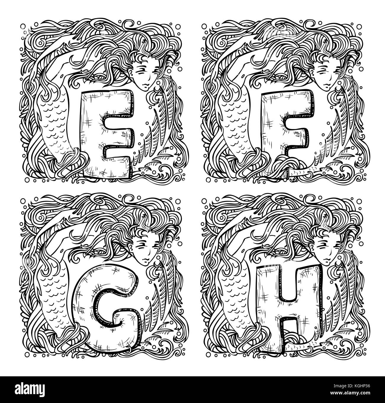 Mermaid capital Stock Vector Images - Alamy