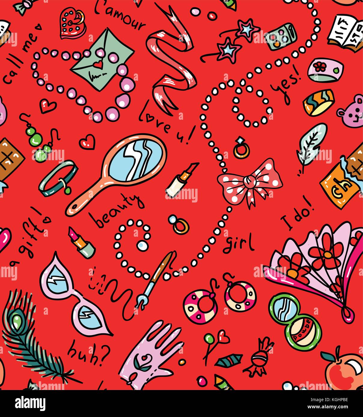 Teenager girl stuff seamless background Stock Vector Image & Art - Alamy