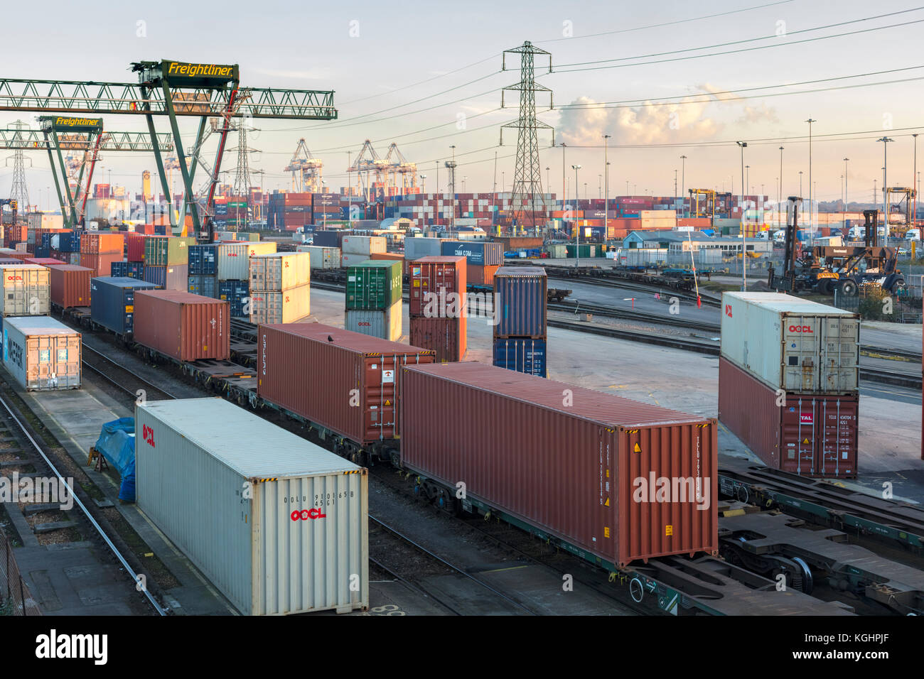 Southampton Docks Container Yard Dusk Stock Photo - Alamy