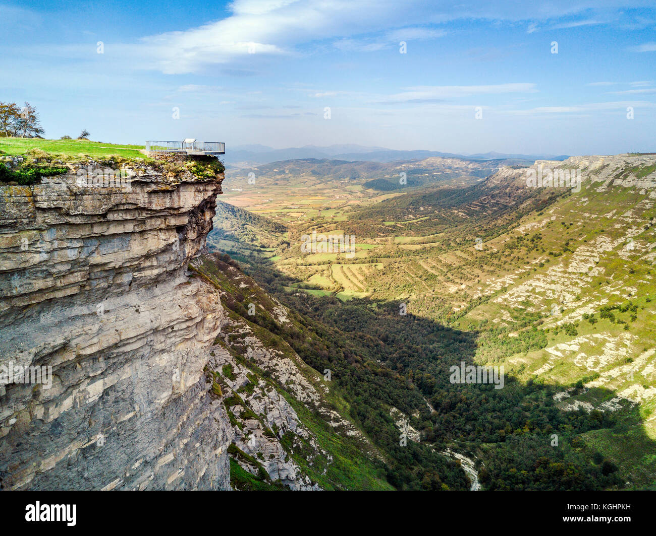 Observation deck on Delika Canyon with river Nervion, Alava, Spain ...