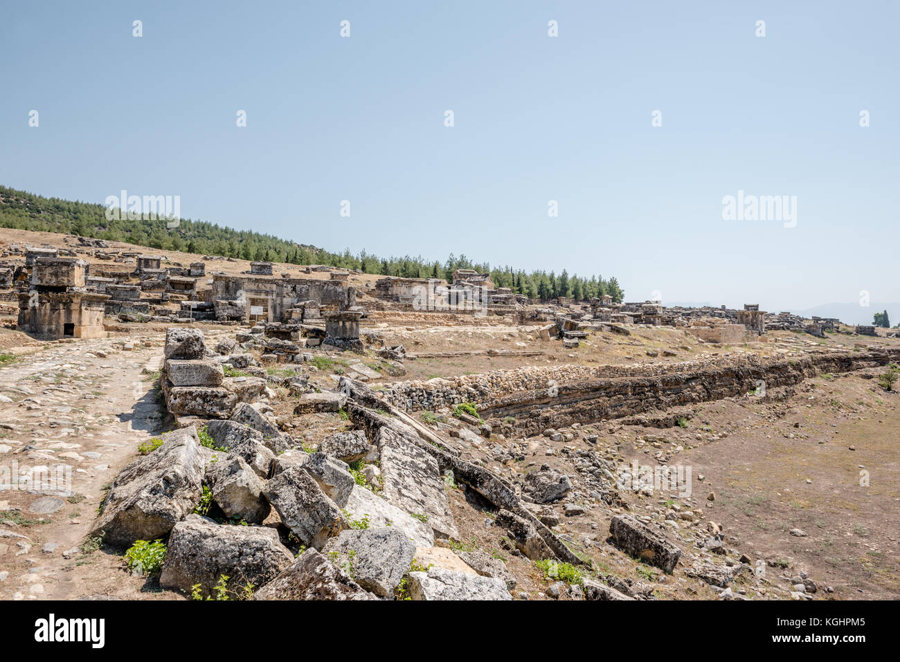 Ancient tombs at Hierapolis northern necropolis in Pamukkale, Turkey ...