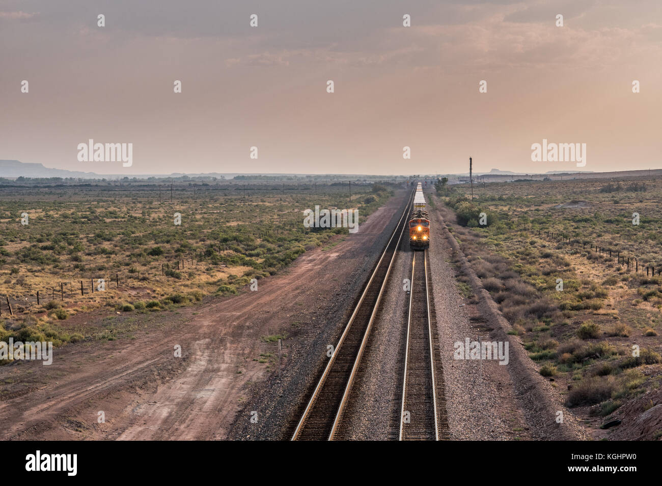 Straight railway in desert hi-res stock photography and images - Alamy