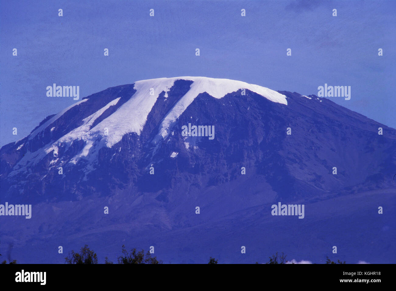 Snow at the peak of Mount Kilimanjaro the highest point in Africa with ...