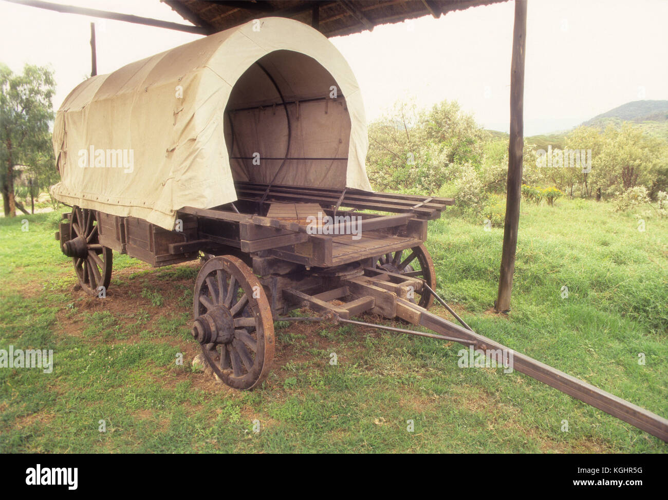 Original old cart used by the early explorers, hunters and settlers on ...