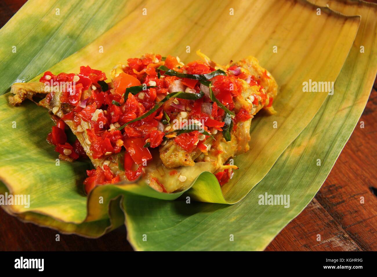 Ayam Balado, Padang Chicken with Crushed Red Chili Peppers Stock Photo ...