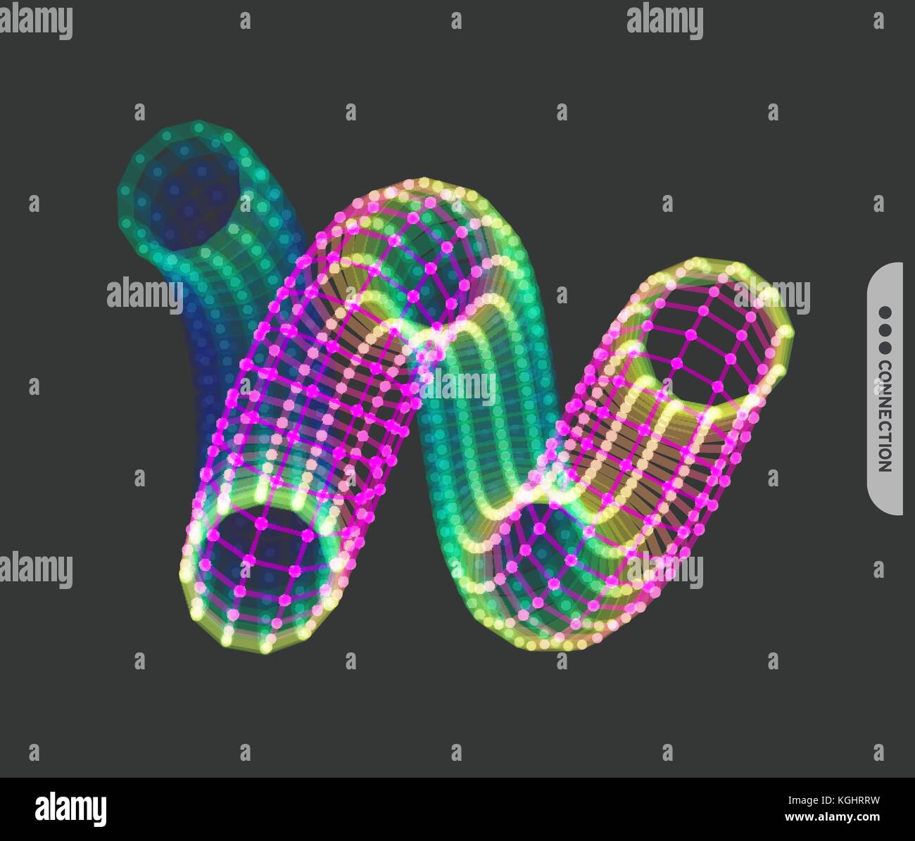 Spiral 3d Vector Wireframe Object Illustration With Connected Lines