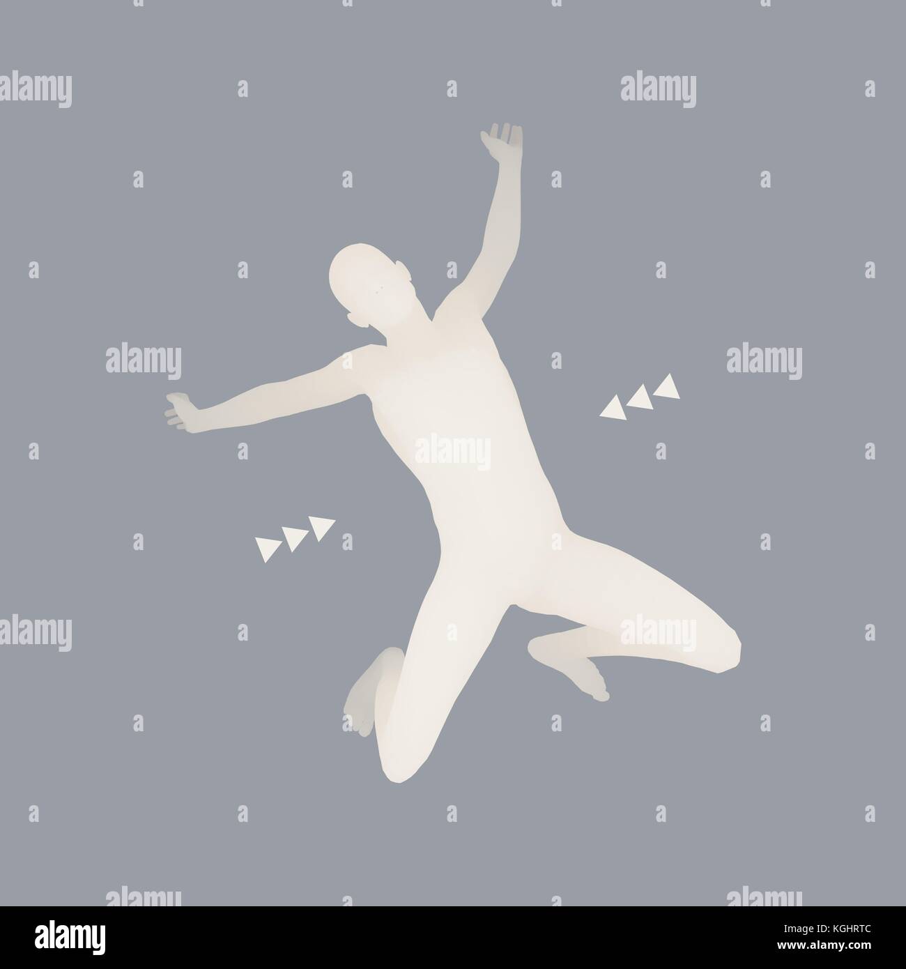 Man falling down. Jumping Man. 3D Model of Man. Human Body. Sport ...