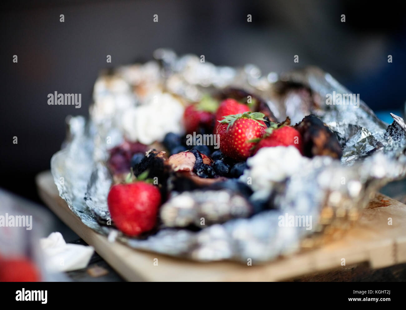 Closeup Of Berry Dessert In Aluminum Foil Stock Photo - Alamy