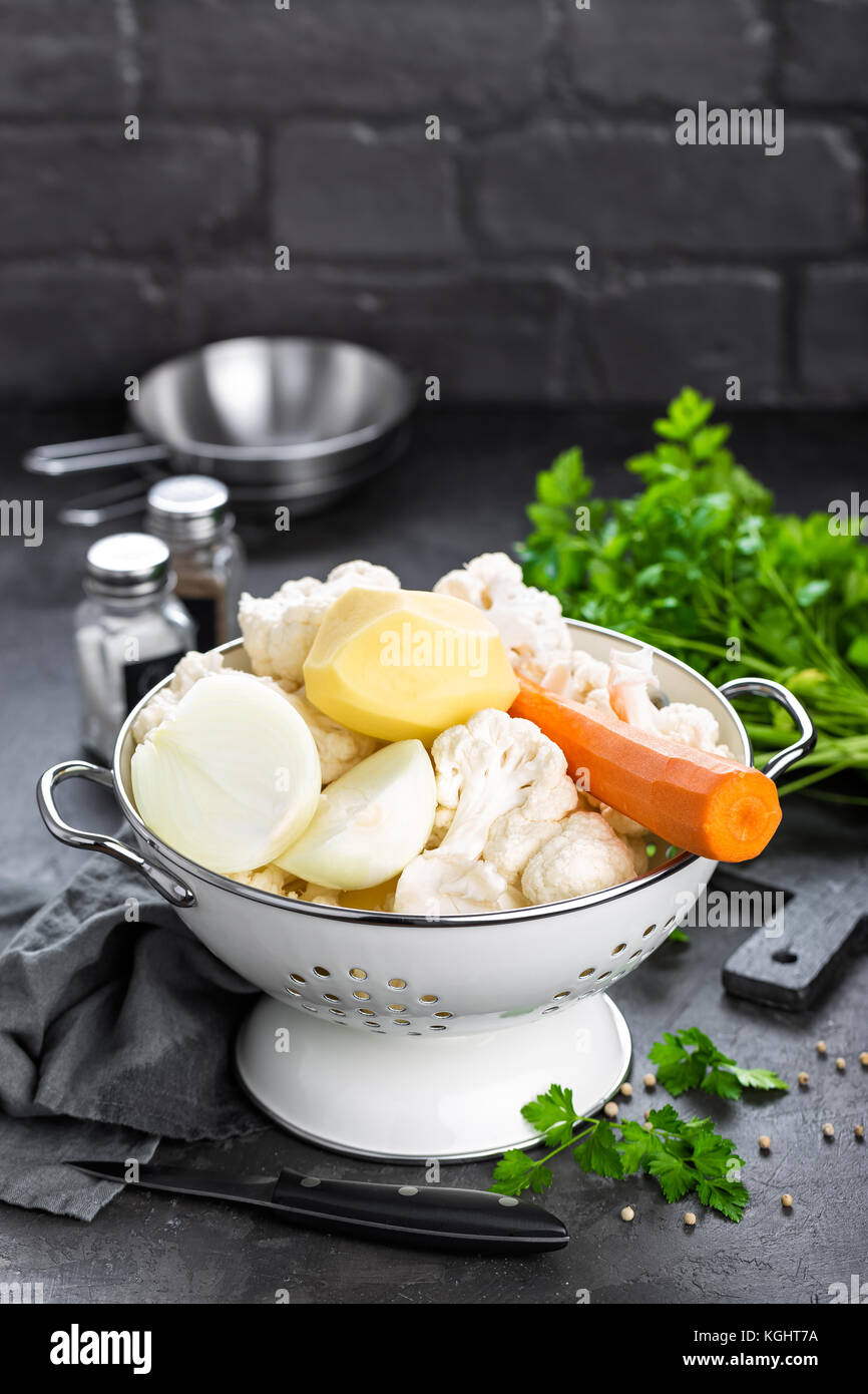 Raw peeled vegetables Stock Photo - Alamy
