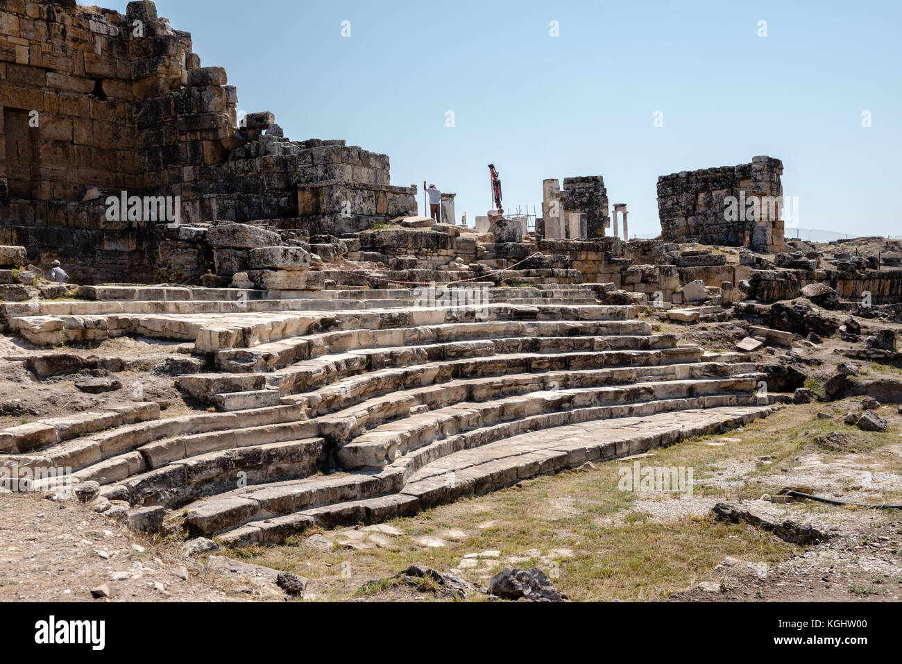Ancient ruins in Hierapolis, Pamukkale, Turkey. UNESCO World Heritage ...