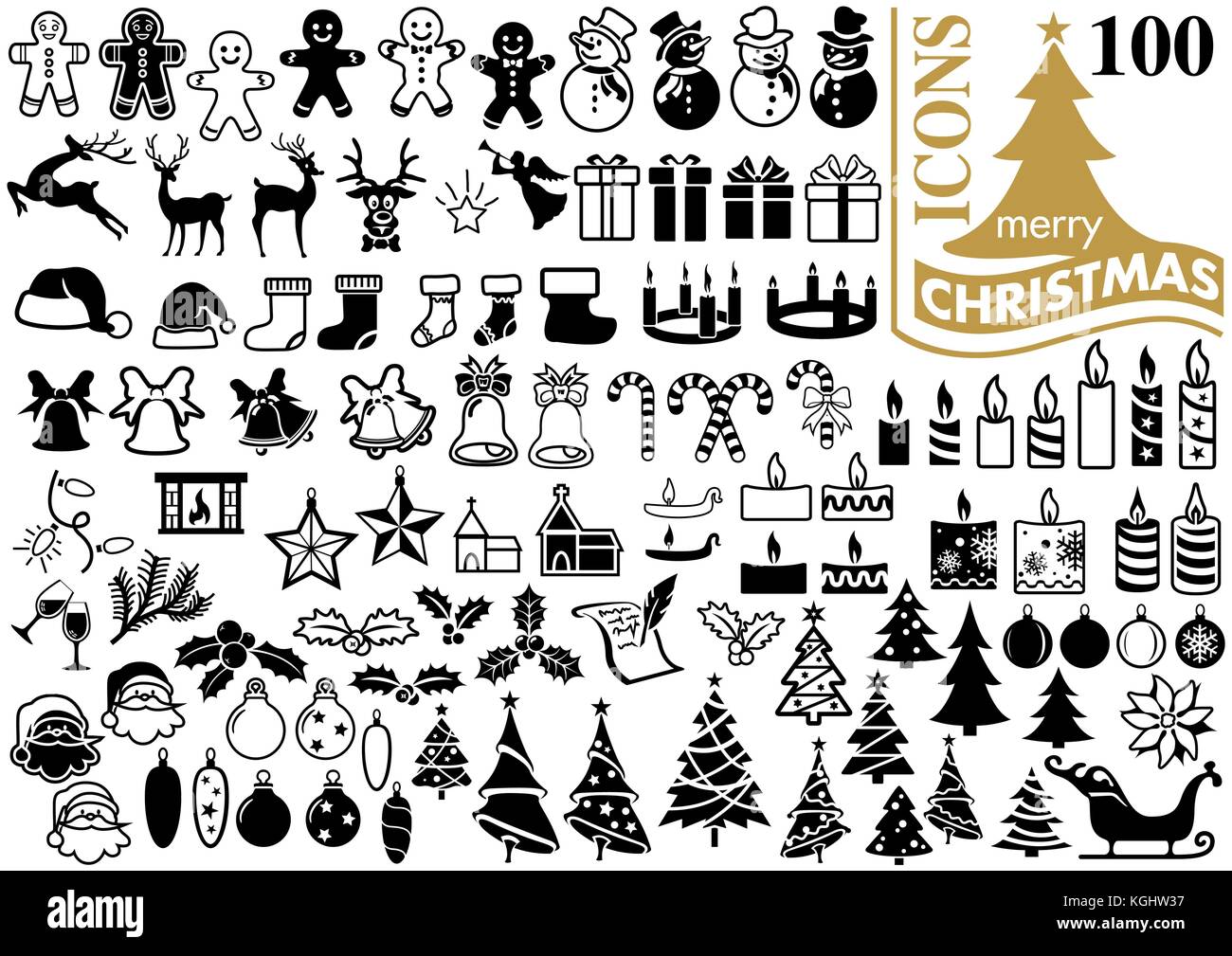 Set of 100 Christmas Icons Stock Vector Image & Art - Alamy
