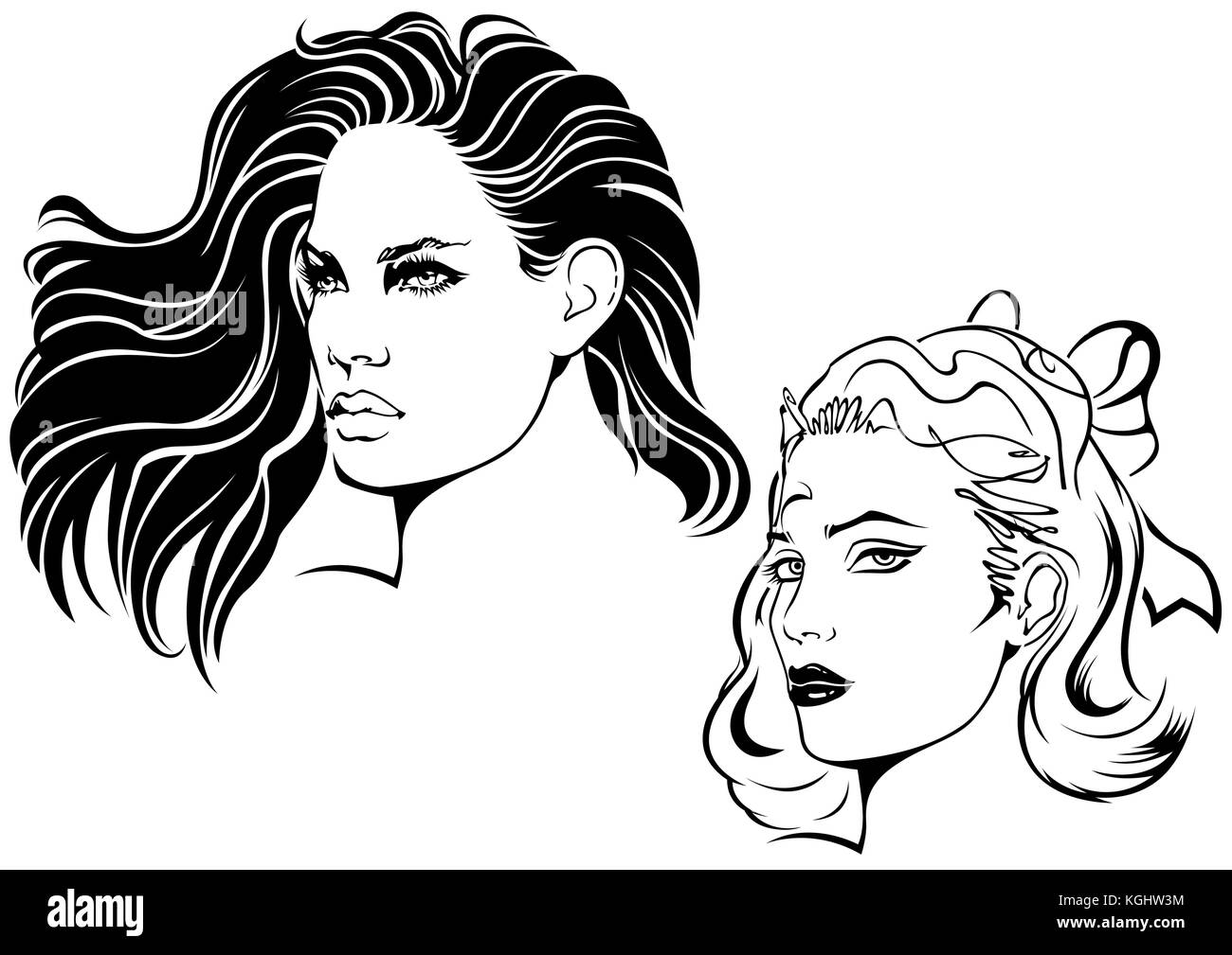 Two Sketches of Female Face Stock Vector Image & Art - Alamy