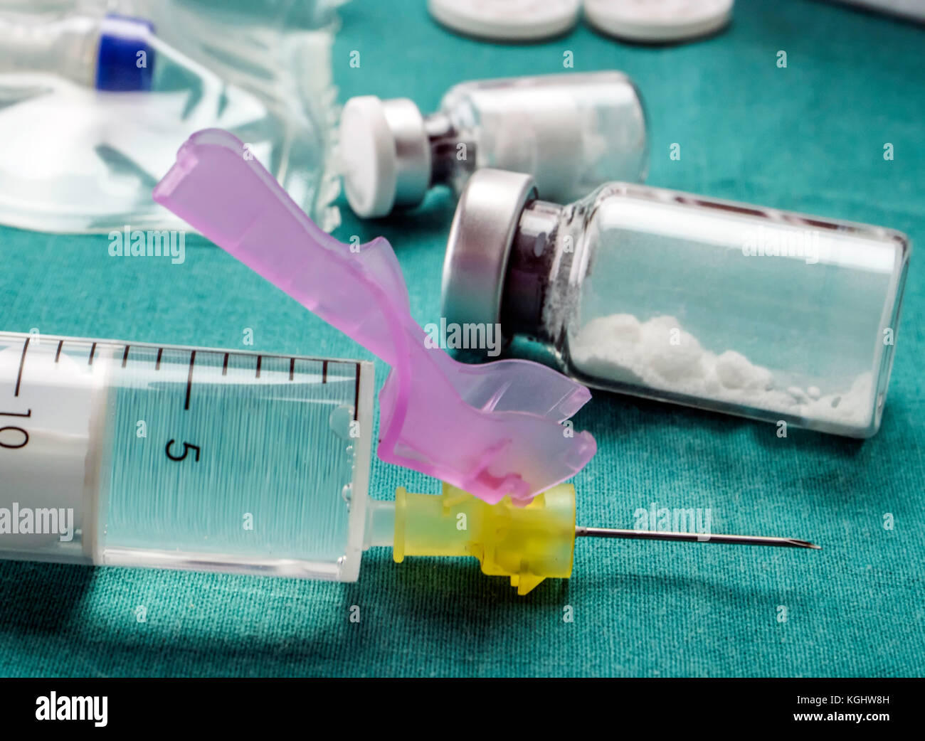 Several Vials And Syringe In Laboratory, Conceptual Image Stock Photo ...
