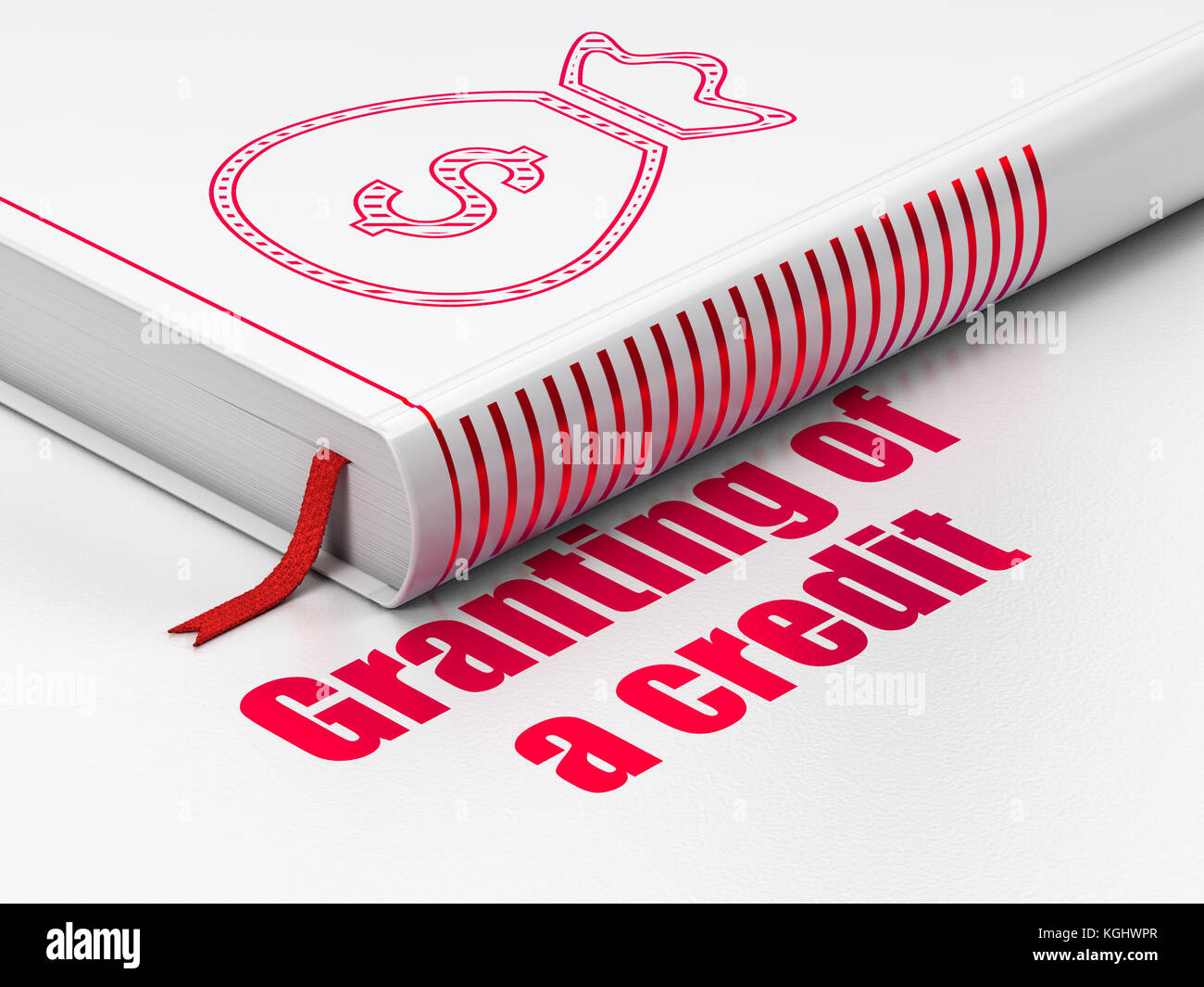 Money concept: book Money Bag, Granting of A credit on white background ...