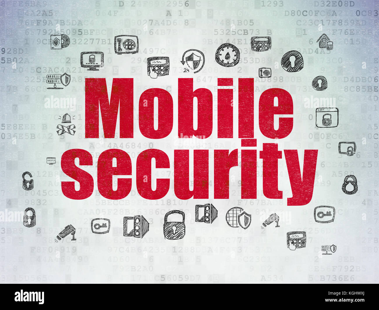Safety concept: Mobile Security on Digital Data Paper background Stock ...