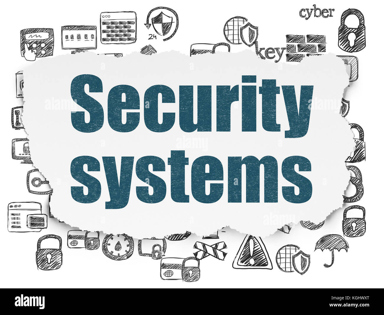 Privacy concept: Security Systems on Torn Paper background Stock Photo ...