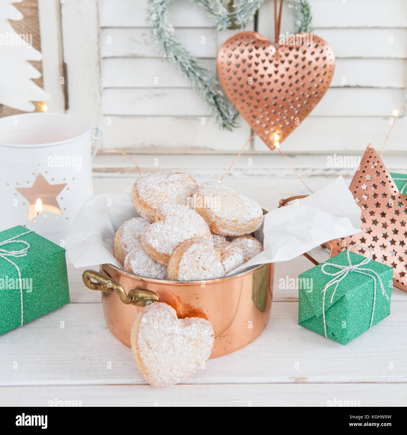 Cookies in a heart-shape for a merry christmas Stock Photo - Alamy
