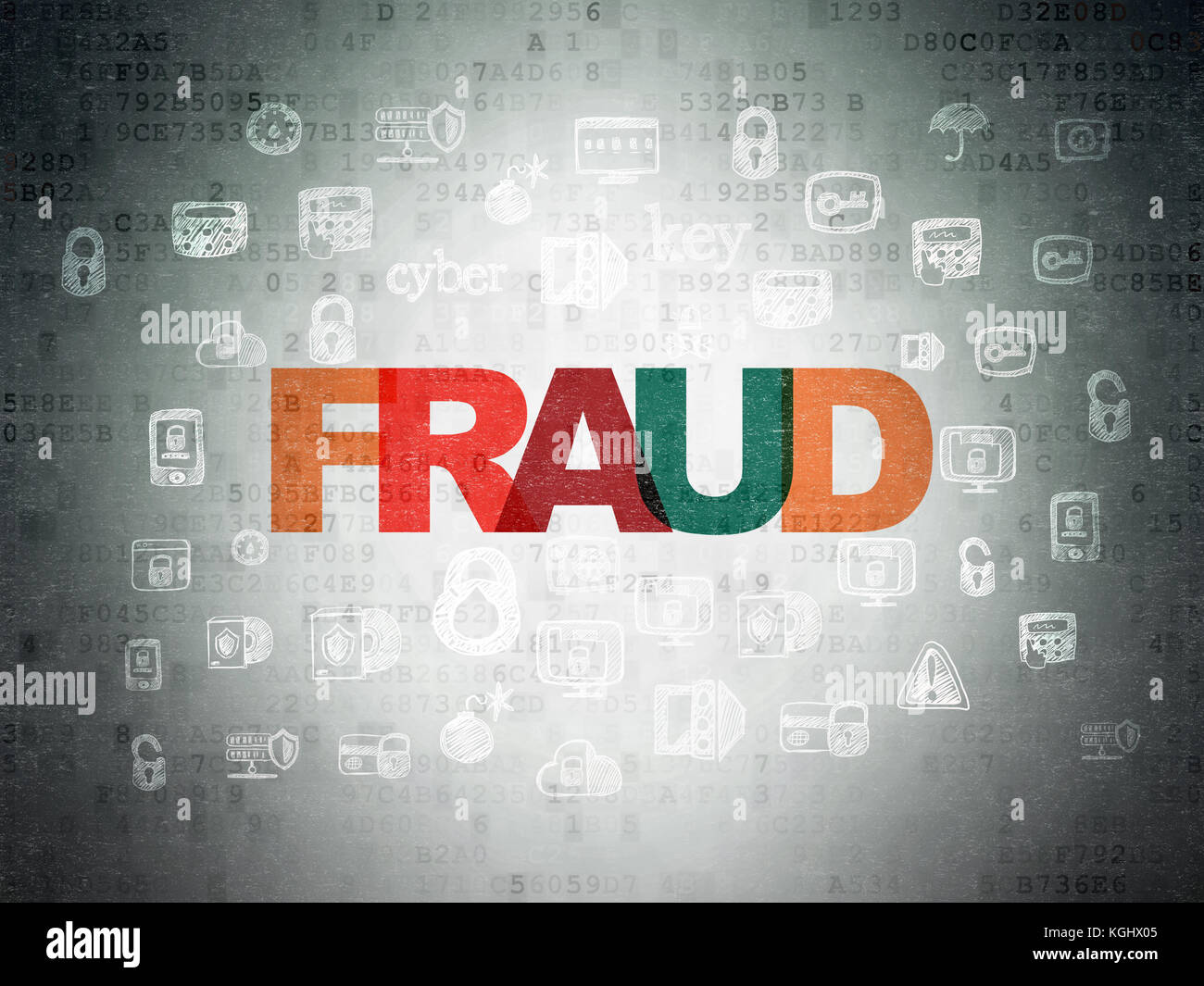 Protection concept: Fraud on Digital Data Paper background Stock Photo ...