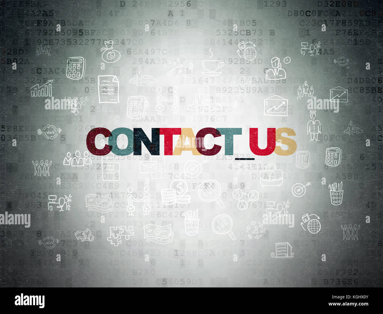 Business concept: Contact us on Digital Data Paper background Stock ...
