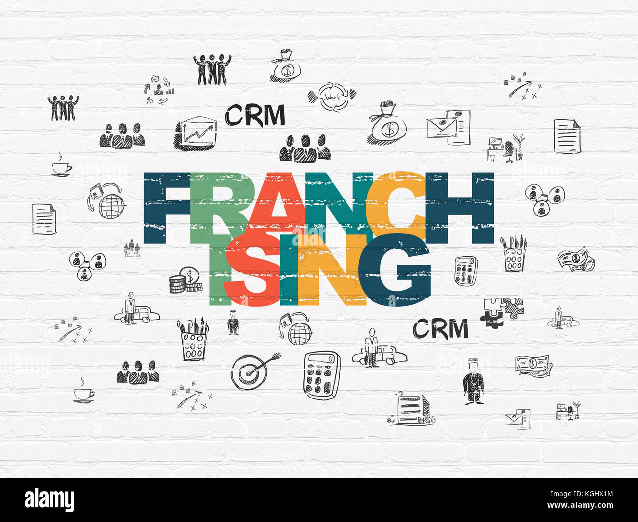 Business concept: Franchising on wall background Stock Photo - Alamy