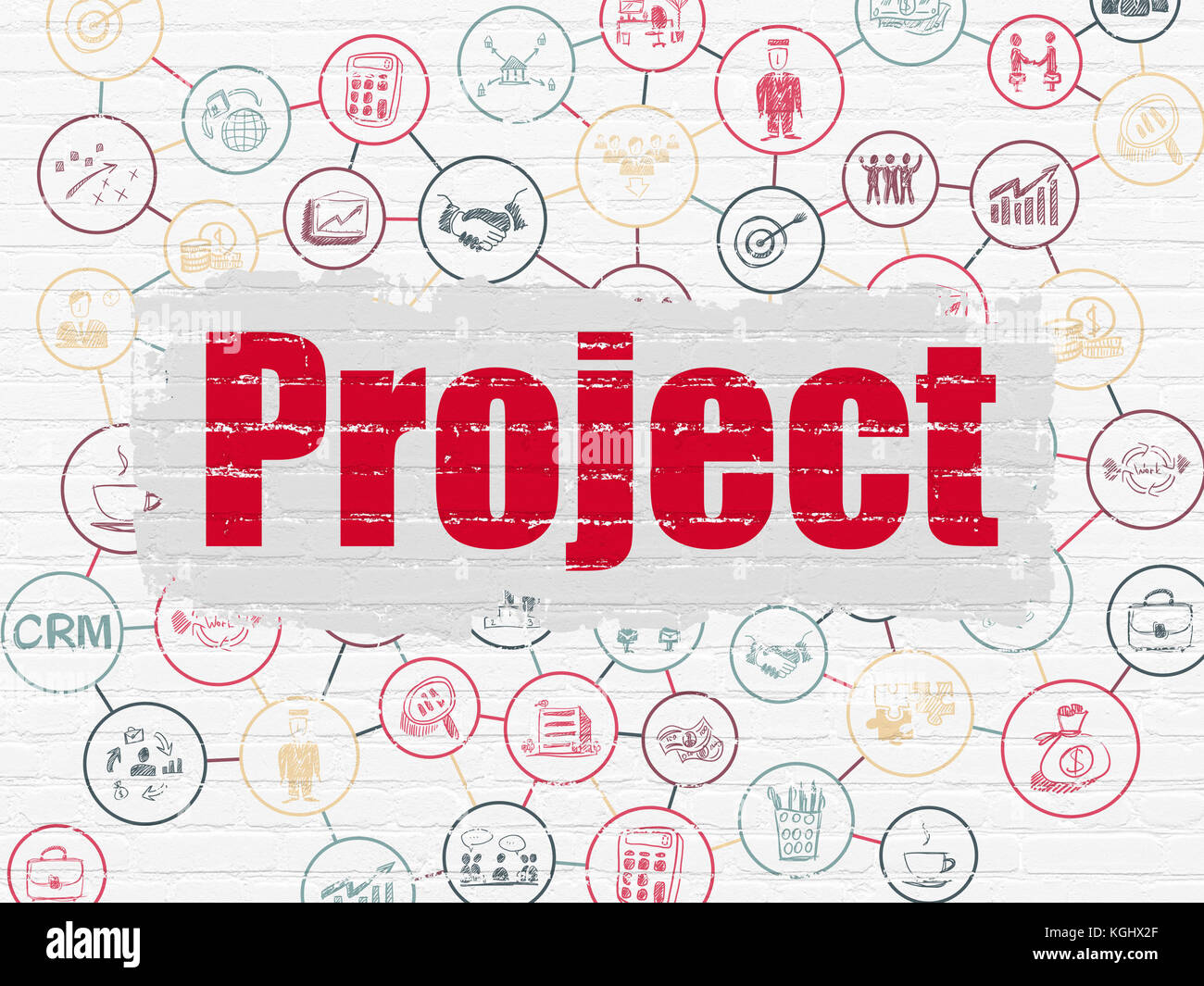 Business concept: Project on wall background Stock Photo - Alamy