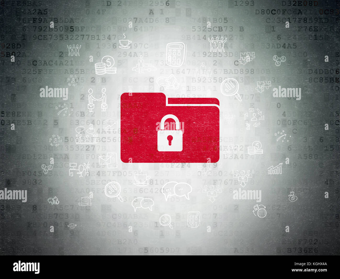Finance concept: Folder With Lock on Digital Data Paper background ...