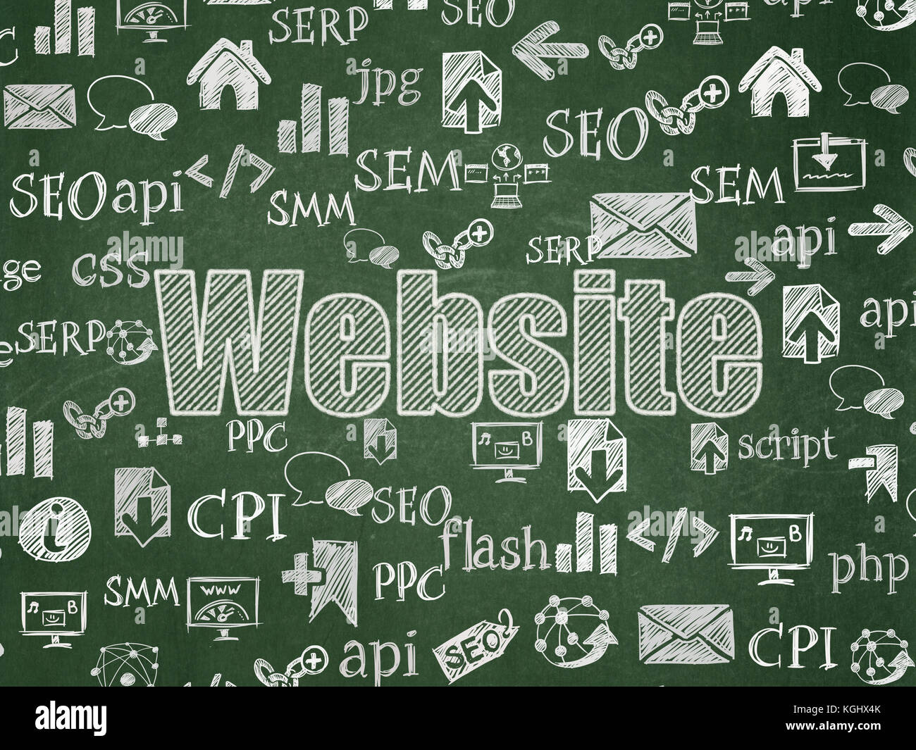 Web development concept: Website on School board background Stock Photo ...